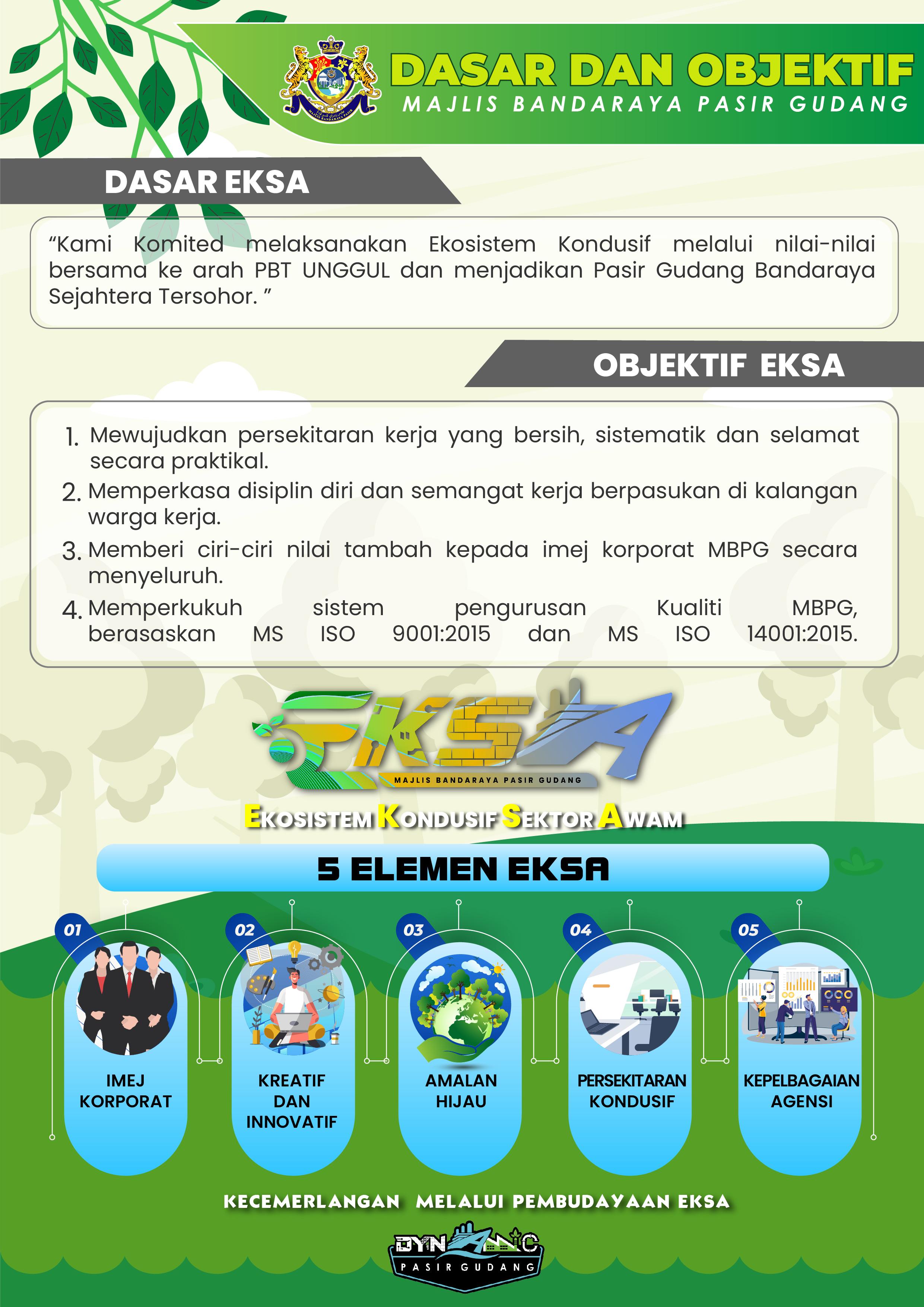 Dasar & Objektif EKSA | Portal Rasmi Majlis Bandaraya Pasir Gudang (MBPG)